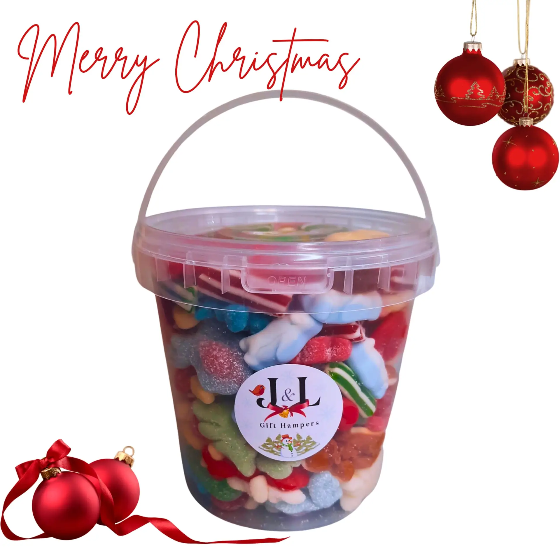 J&L 1kg Christmas Sweet Bucket - J&L Gift Hampers